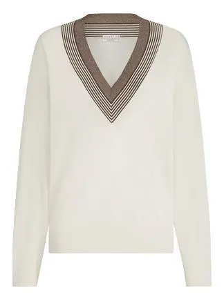 Brunello Cucinelli Cashmere And Silk Lightweight Sweater - White
