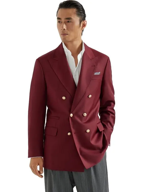 Brunello Cucinelli Blazer With Metal Buttons - Cherry