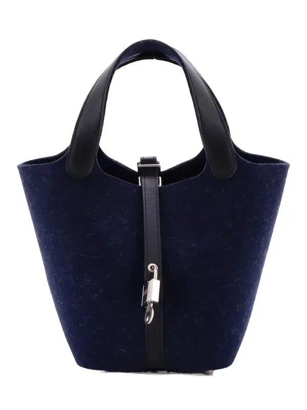 HERMES Picotin Lock Bag Felt With Leather Pm - Bleu Nuit