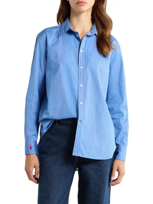 Polo Ralph Lauren Stripe Button-up Cotton Shirt - Blue-red