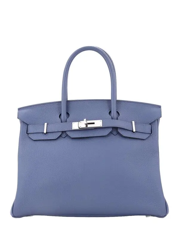 HERMES Birkin Handbag Blue Togo With Palladium Hardware 30 - Bleu Brighton