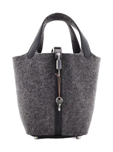 Hermès Picotin Lock Bag Felt With Leather Pm - Grey