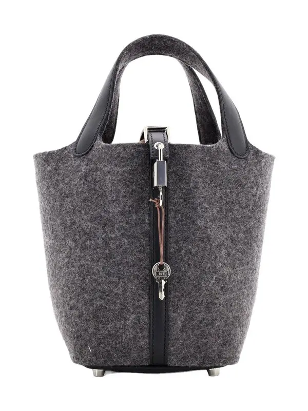 HERMES Picotin Lock Bag Felt With Leather Pm - Gris Moyen