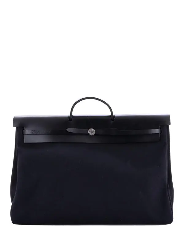 HERMES Herbag Zip Leather And Toile 50 - Noir