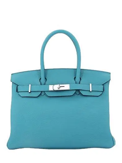 HERMES Birkin Handbag Blue Togo With Palladium Hardware 30 - Turquoise
