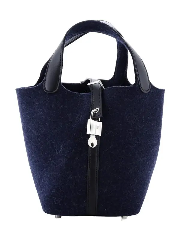 HERMES Picotin Lock Bag Felt With Leather Pm - Bleu Nuit
