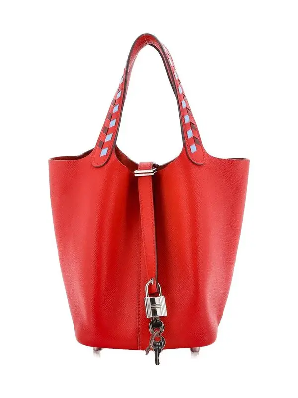 HERMES Picotin Lock Bag Tressage Epsom Pm - Rouge De Coeur