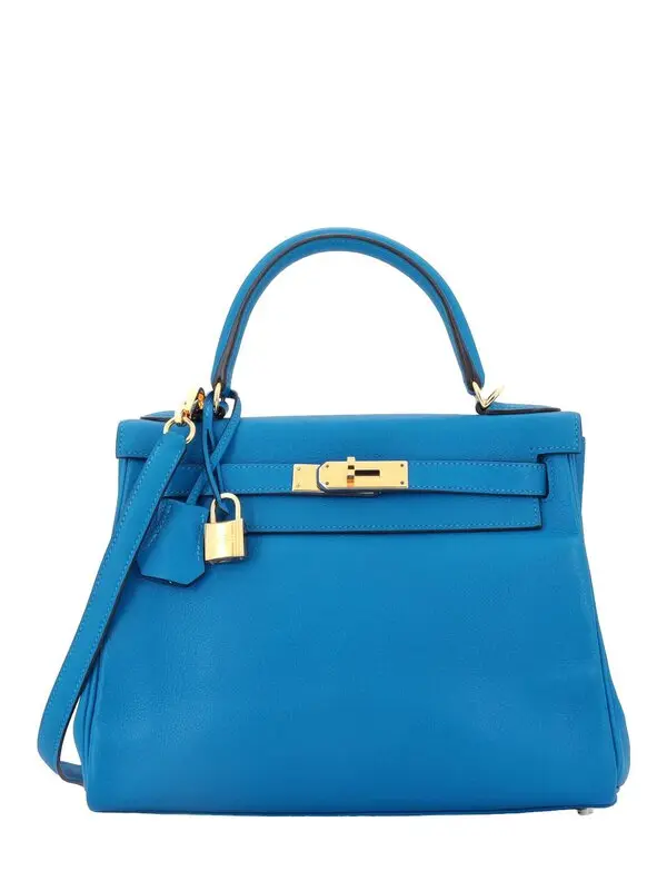 HERMES Kelly Handbag 28 - Bleu Zanzibar