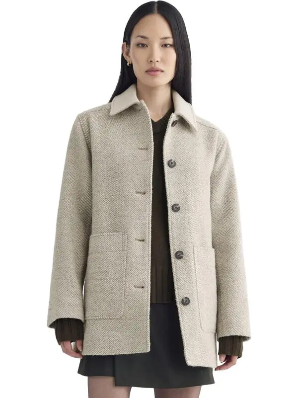 Everlane Italian Car Coat - Taupe Herringbone