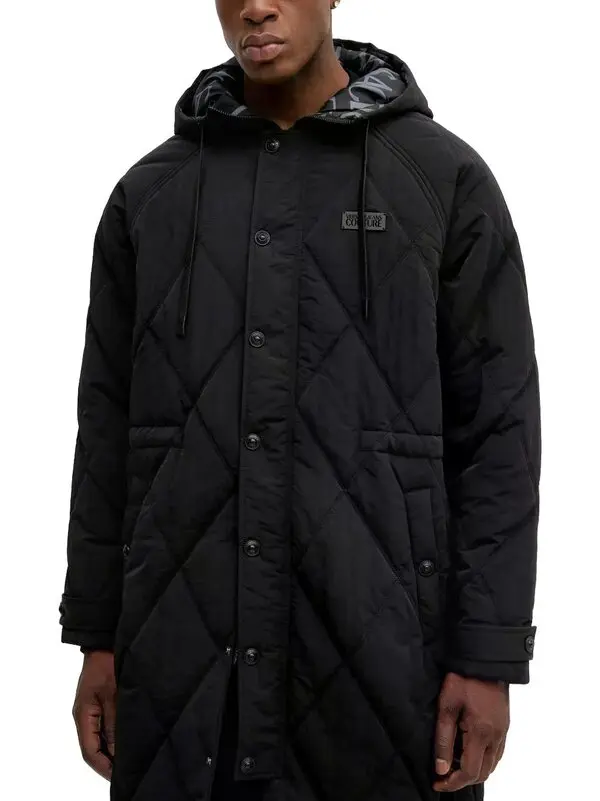 Versace Padded Coat With Hood - Black
