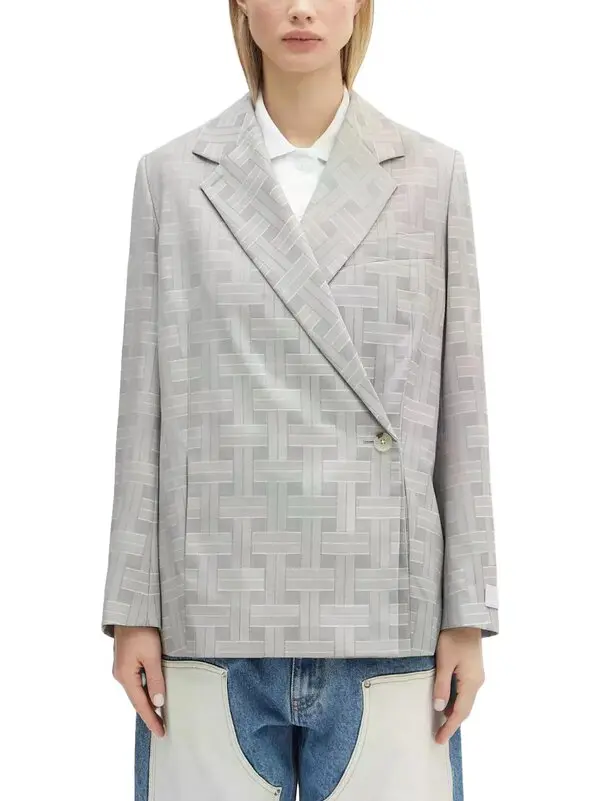 Kenzo Patterned Double-breasted Blazer - Grey