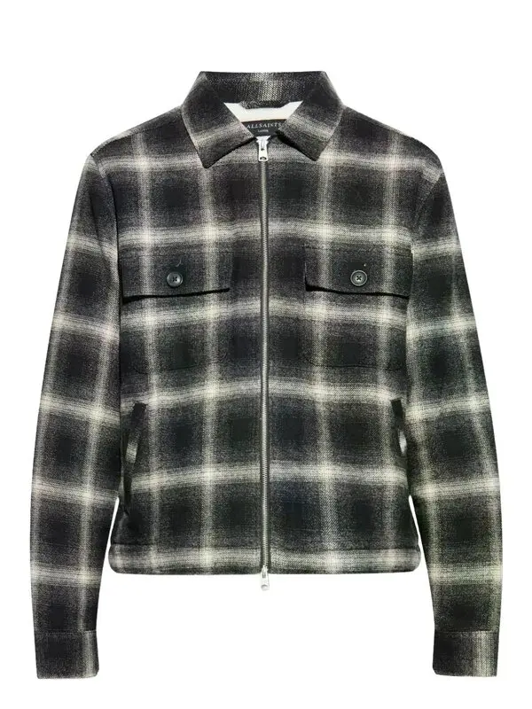 ALLSAINTS Bayo Plaid Zip-up Overshirt - Black