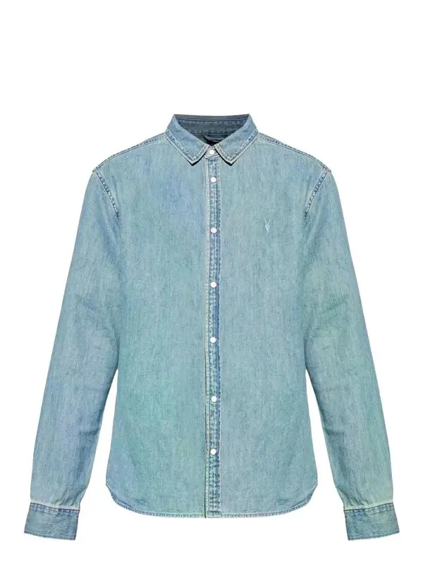 ALLSAINTS Gleason Ramskull Denim Shirt - Blue