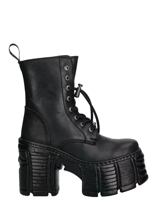 NEW ROCK 120mm Lace-up Platform Boots - Black