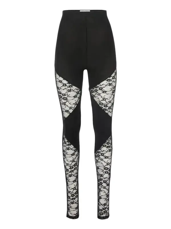 Nina Ricci Patchwork-lace Leggings - Black