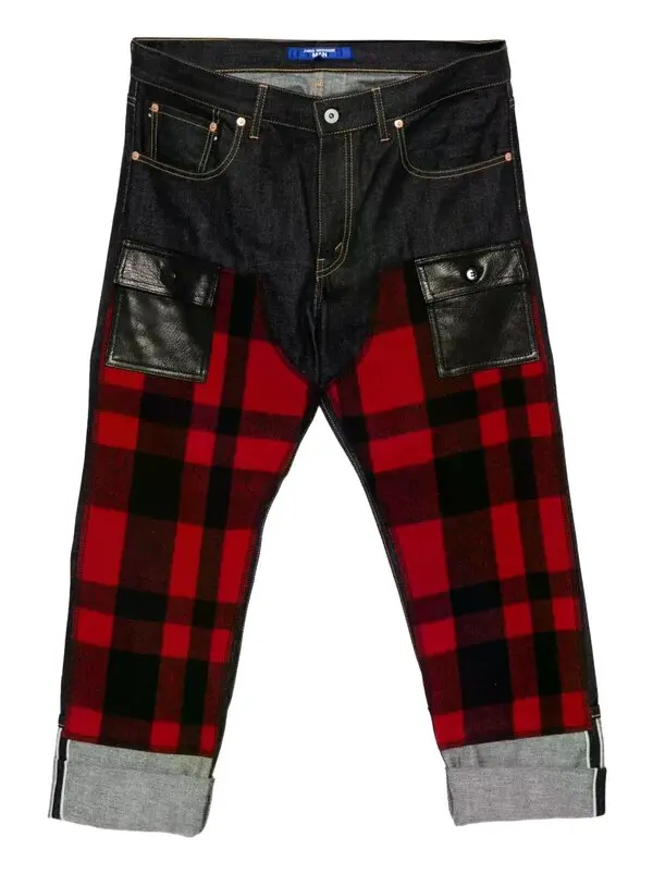 Junya Watanabe Checked Drop-crotch Jeans - Blue
