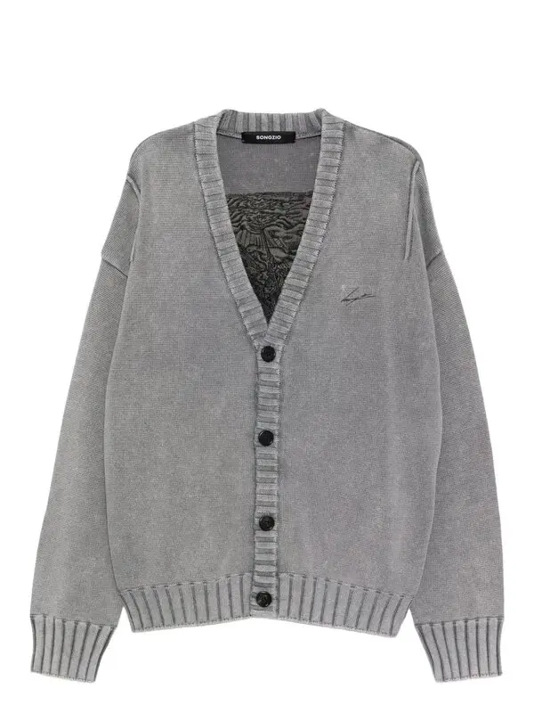 SONGZIO Angel Embroidered Cardigan - Grey