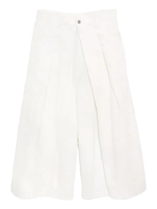 SONGZIO Wide Wrap Crop Tweed Jeans - White