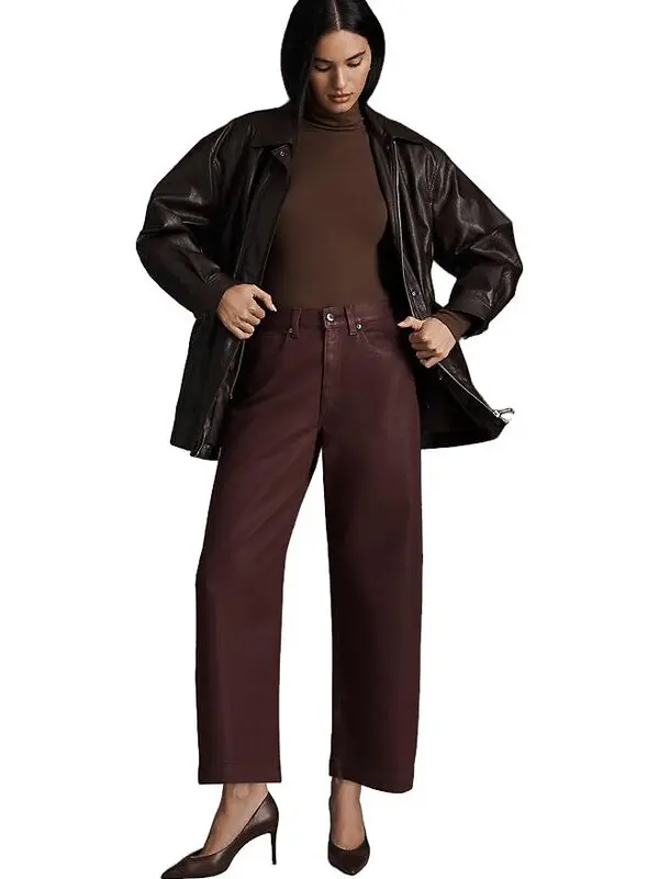 Ag Hattie High-rise Crop Barrel Jeans - Winery