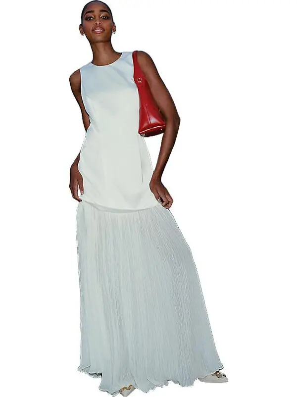 ALIGNE Sleeveless Sheer Skirt Maxi Dress - Ivory