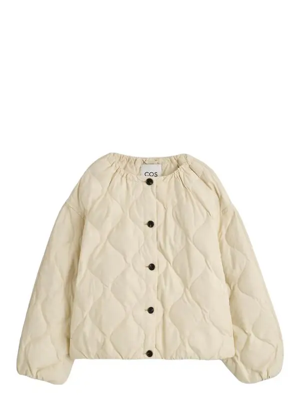 Cos Gathered Quilted Down Jacket - Beige