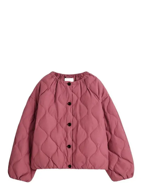 Cos Gathered Quilted Down Jacket - Red