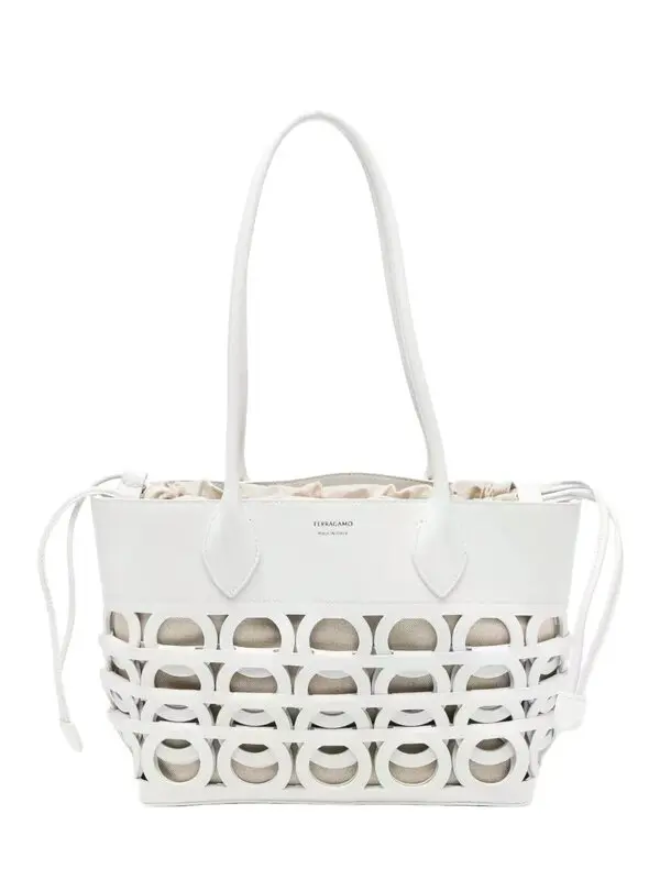 FERRAGAMO Gancini Logo Tote - White