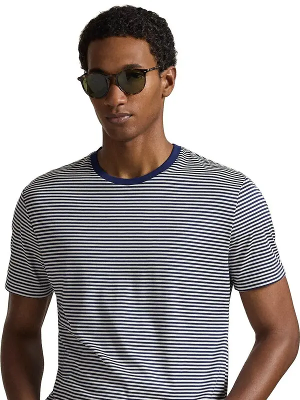Ralph Lauren Standard Fit Striped Lisle T-shirt - Newport Navy/white