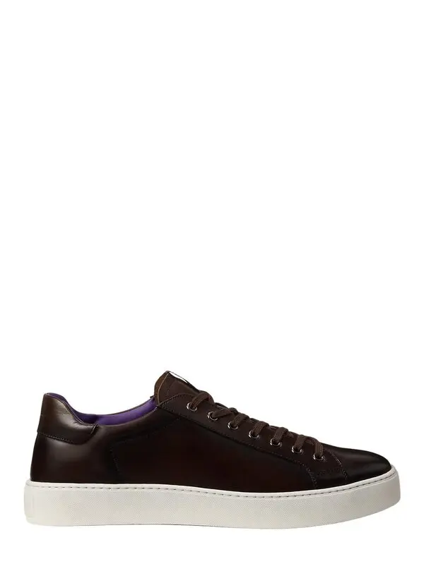 Ralph Lauren Severn Burnished Calfskin Sneaker - Luggage Brown