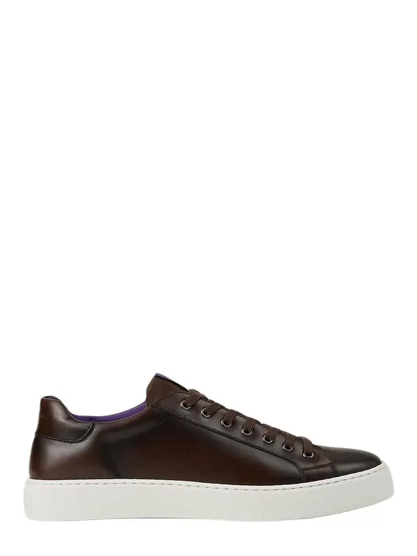 Ralph Lauren Severn Burnished Calfskin Sneaker - Luggage Brown