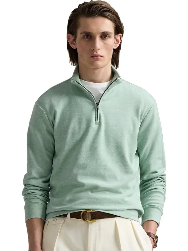 Ralph Lauren Textured Quarter-zip Pullover - Celadon Heather/nevis