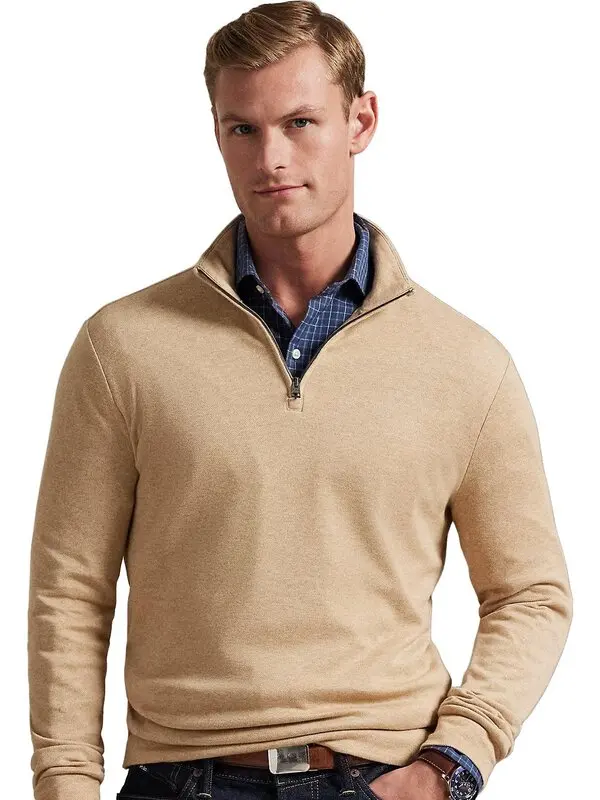 Ralph Lauren Textured Quarter-zip Pullover - Classic Camel Heather/nevis