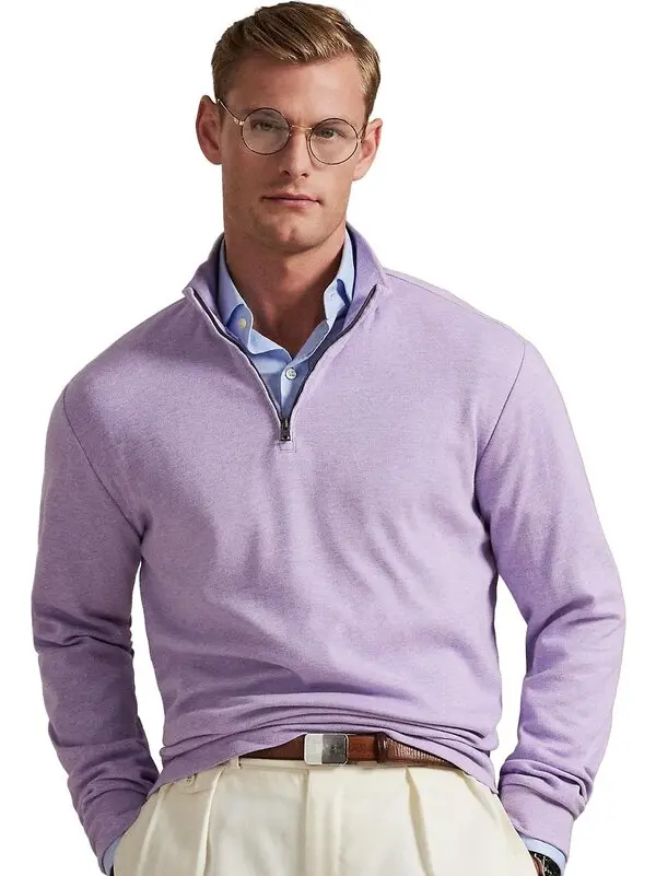 Ralph Lauren Textured Quarter-zip Pullover - Pastel Purple Heather/nevis