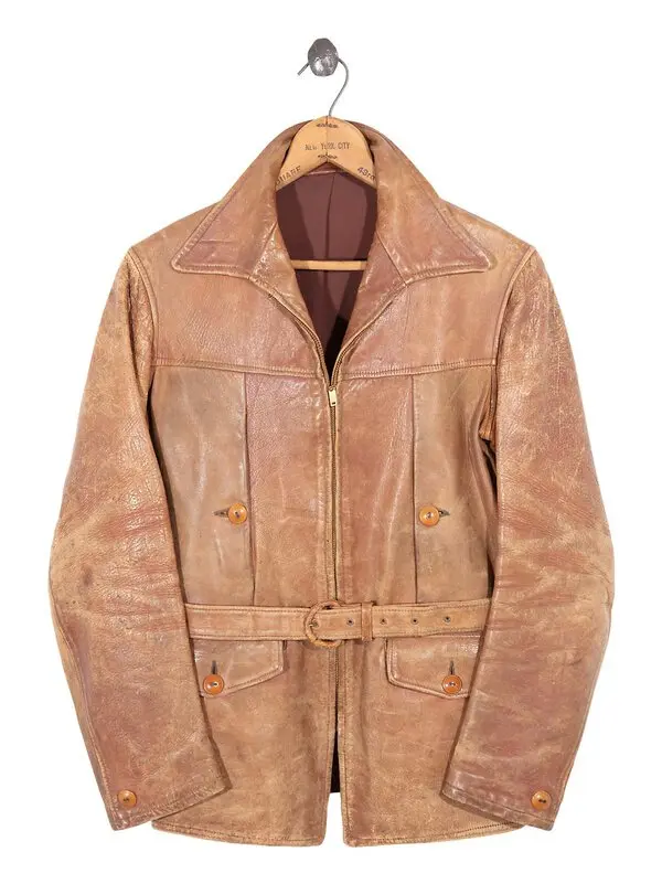 Ralph Lauren 1940s Belted Leather Jacket - Brown