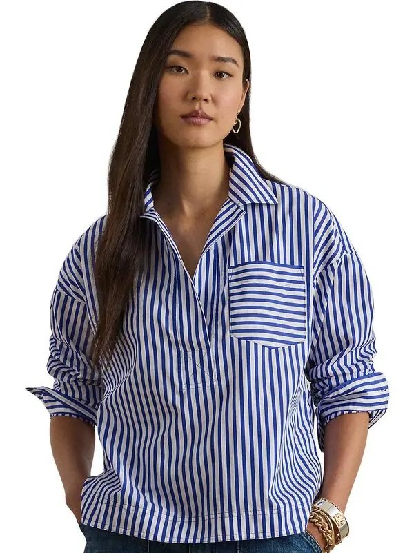 Ralph Lauren Striped Cotton Broadcloth Shirt - Blue/white Multi