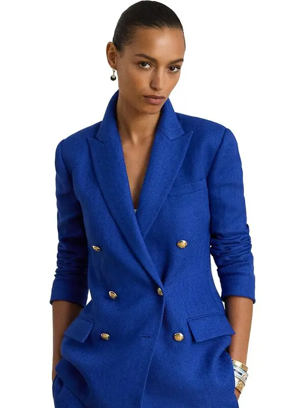 Ralph Lauren Double-breasted Linen-cotton Blazer - Cruise Royal
