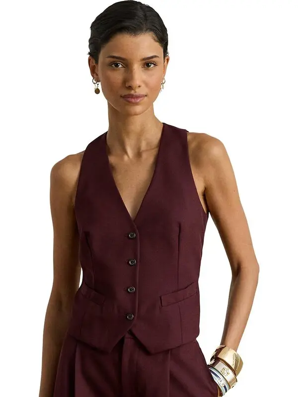 Ralph Lauren Wool-blend Twill Vest - Dark Garnet