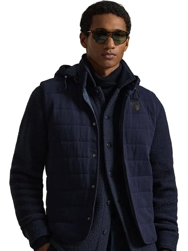 Ralph Lauren Quilted Jersey Hooded Vest - Rl Navy