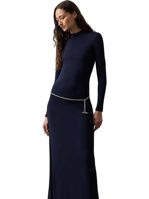 Ralph Lauren Lorina Stretch Silk Jersey Day Dress - Icon Navy
