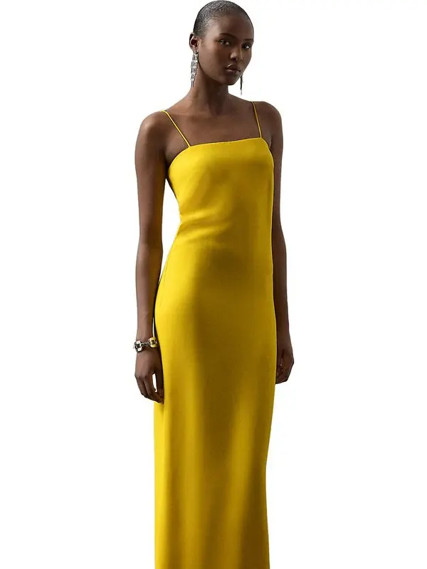 Ralph Lauren Demetrius Silk Cady Evening Dress - Racing Yellow