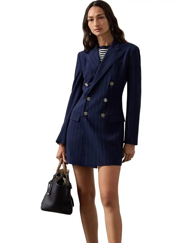 Ralph Lauren Camden Striped Wool Day Dress - Icon Navy Multi
