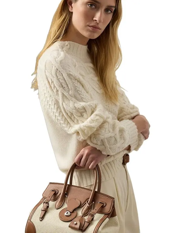 Ralph Lauren Soft Ricky 27 Woven Bag - Lux Cream/rl Gold