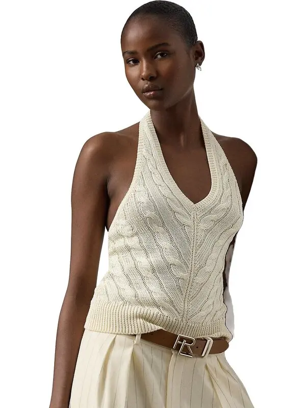 Ralph Lauren Cable-knit Silk Halter Sweater - Lux Cream