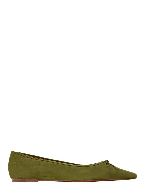 Ralph Lauren Suede Pointed Toe Ballet Flat - Avocado