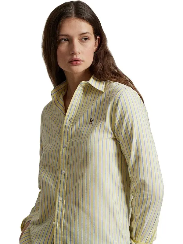 Ralph Lauren Classic Fit Striped Cotton Oxford Shirt - Yellow Navy Multi