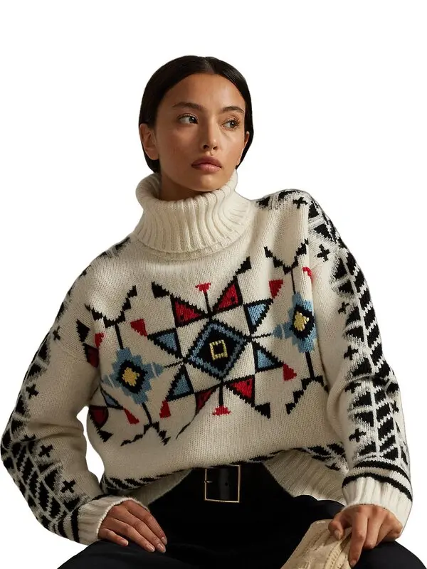 Ralph Lauren X Tópa Cloud Paths Turtleneck Sweater - White Multi