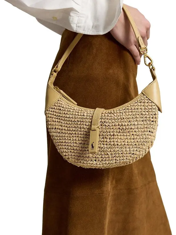 Ralph Lauren Polo Id Raffia Mini Shoulder Bag - Natural/cashmere