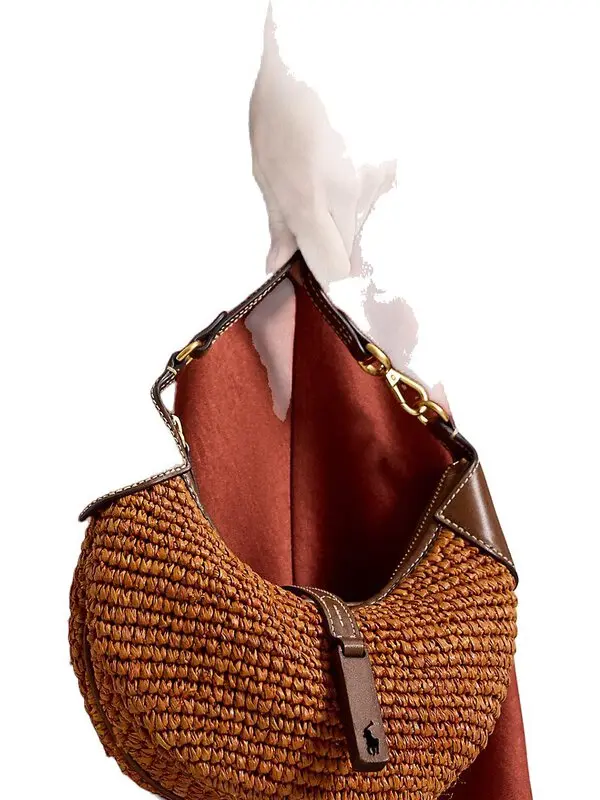 Ralph Lauren Polo Id Raffia Mini Shoulder Bag - Sequoia/cuoio