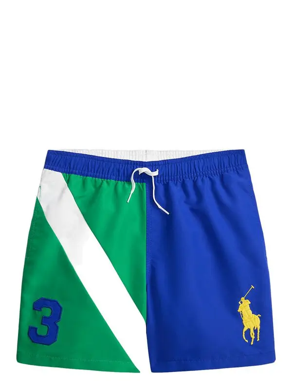 Ralph Lauren Traveler Big Pony Swim Trunks - Cruise Green/new Sapphire