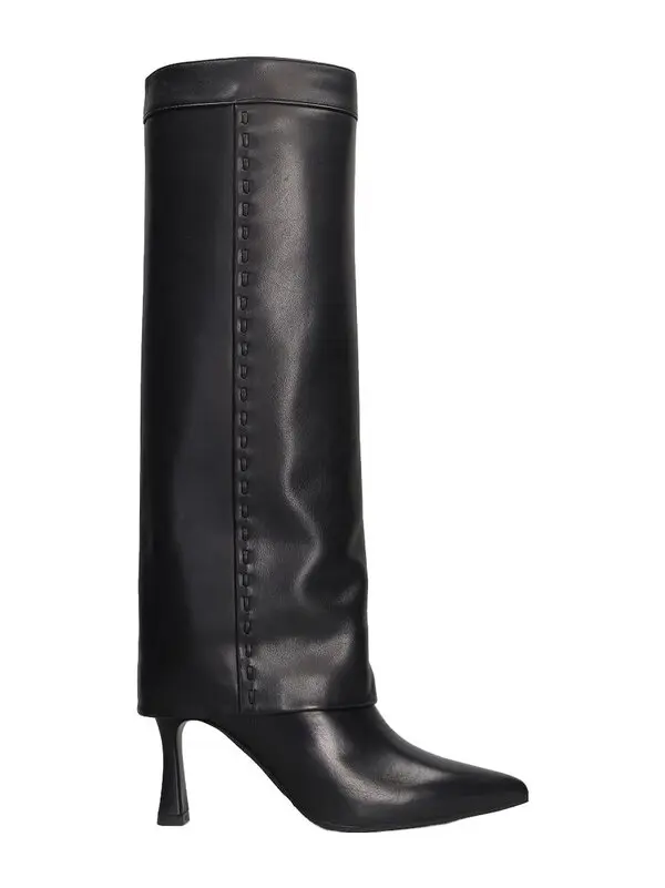 EVALUNA Leather High Heel Boots - Black